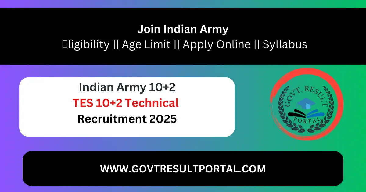 Indian Army 10+2 Online Form 2025 - GovtResult Portal